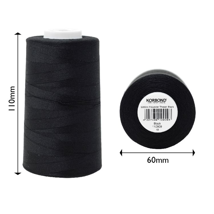 5000m Black Polyester Thread