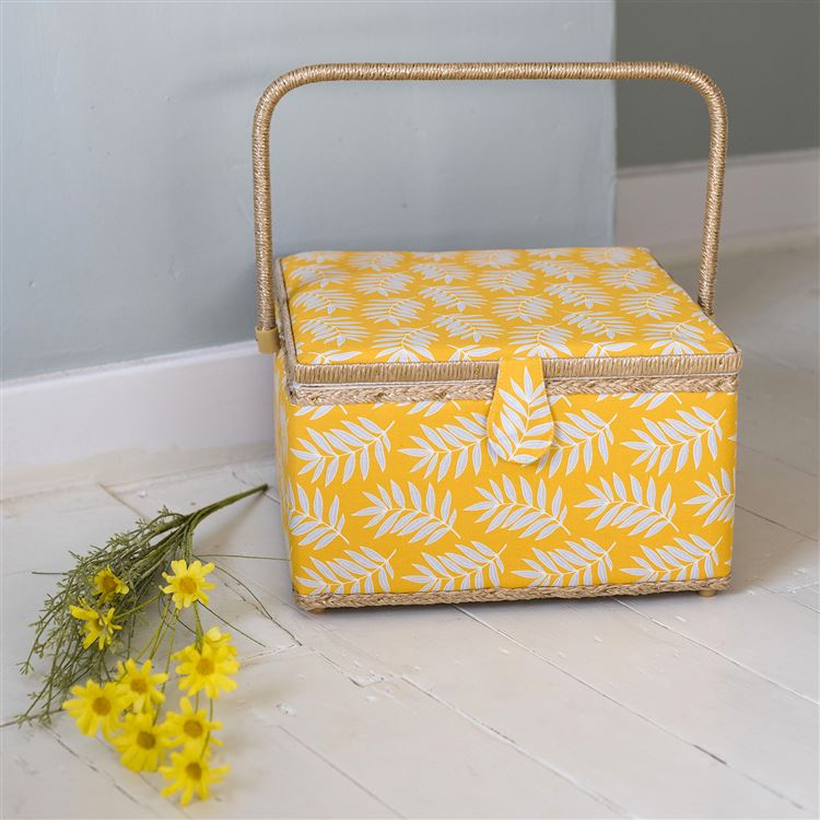 Extra Large Large Yelloe Fern Sewing Basket