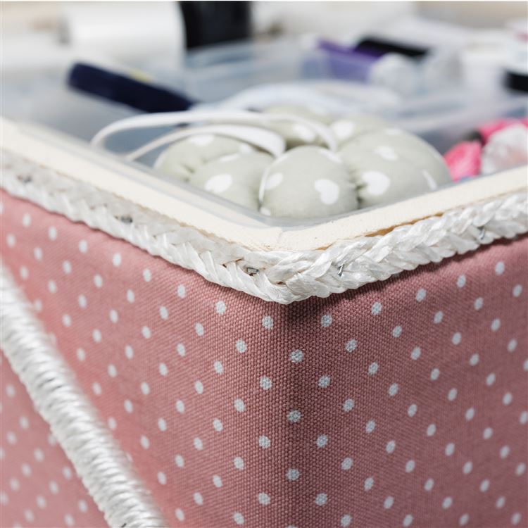 ExLarge Pink Dots Sewing Basket | Korbond